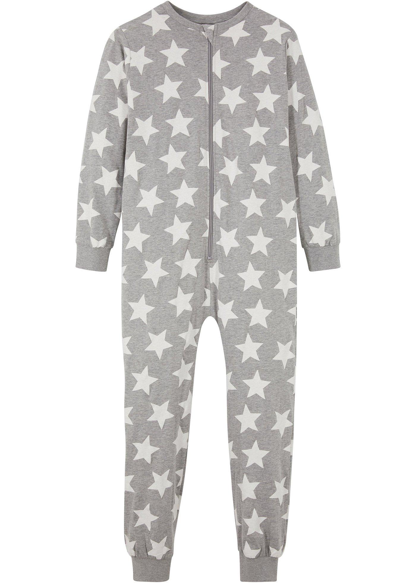 Mooie pyjama onesie om in te slapen met een sterrenprint - lichtgrijs ...